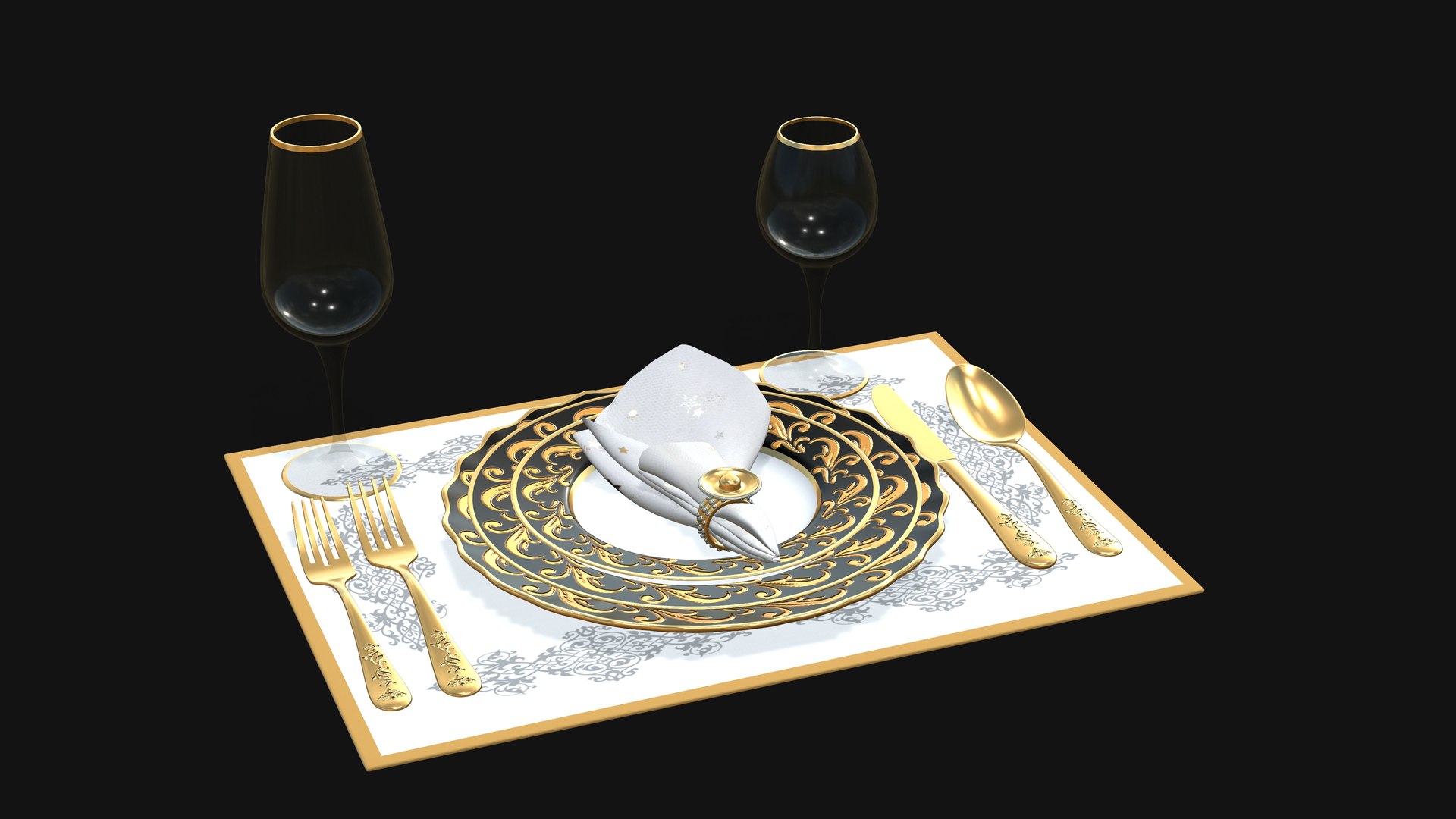 Golden Flatware Set 3D Model - TurboSquid 1806294