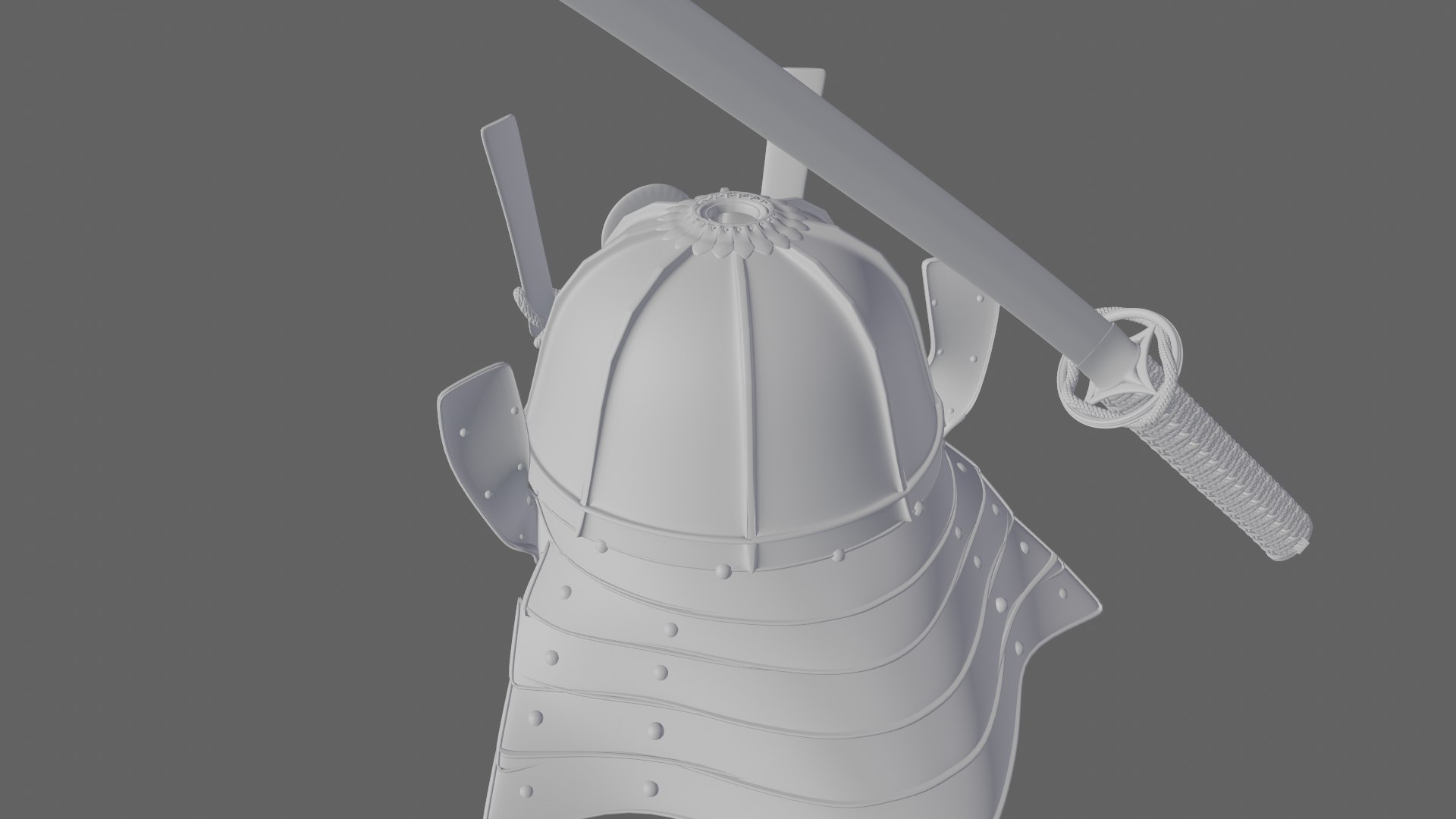 Katana And Samurai Helmet 3D Model - TurboSquid 1734438