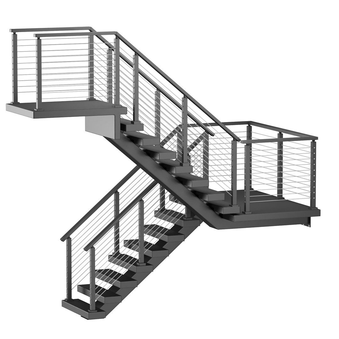 3D Model Set Of 3 Viewrail Stairs - TurboSquid 2119876
