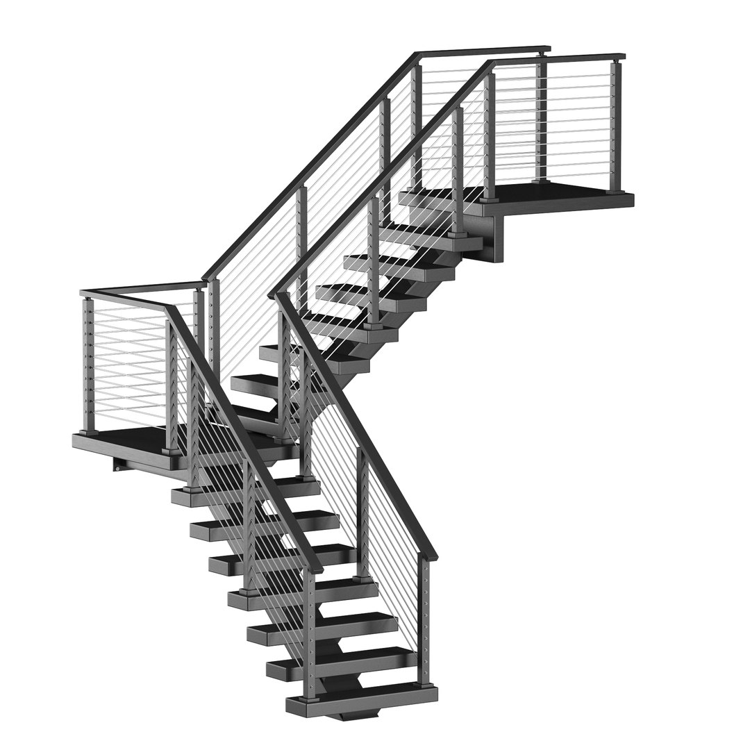 3D Model Set Of 3 Viewrail Stairs - TurboSquid 2119876