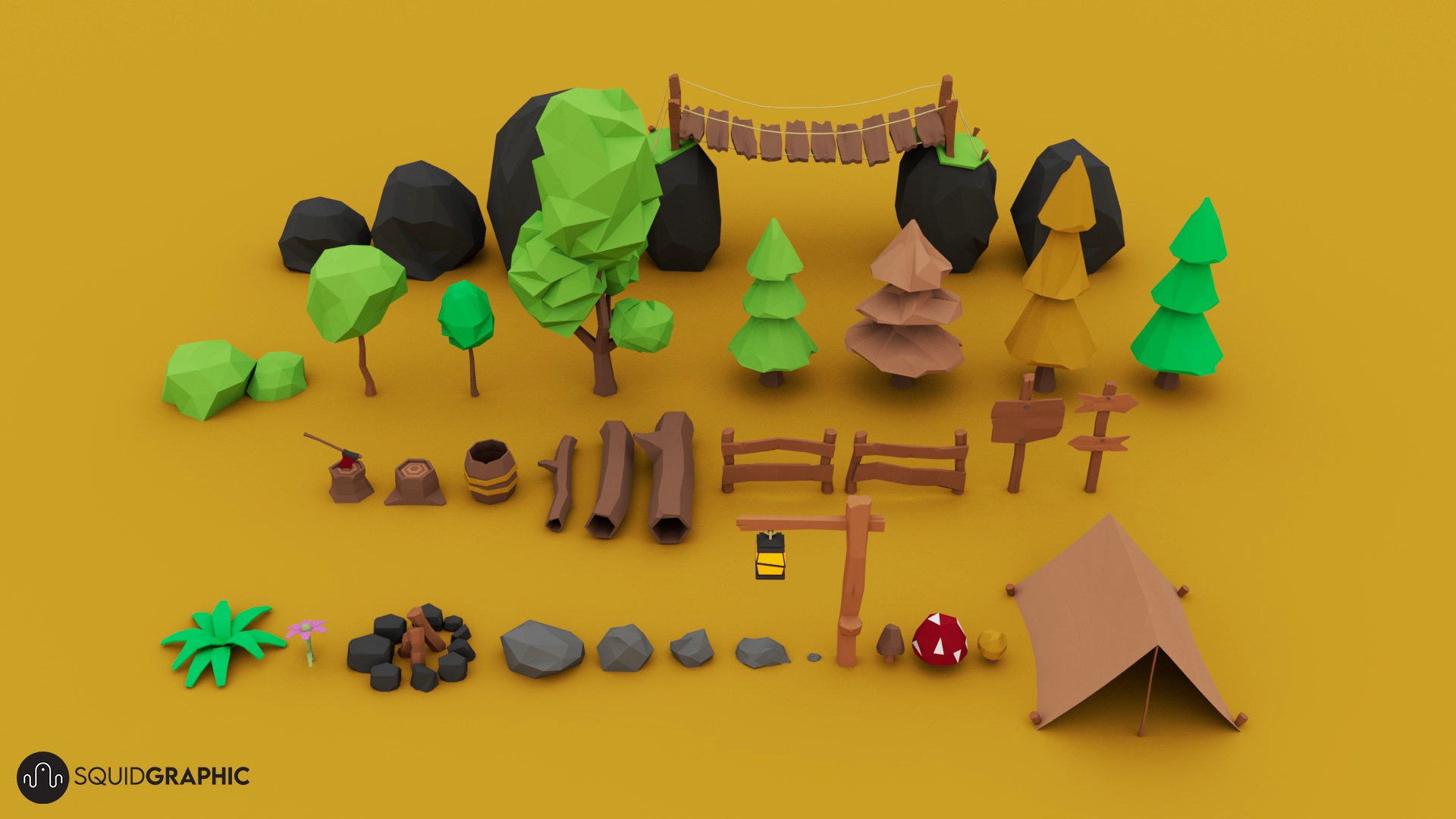 Cartoon forest assets low poly 3D - TurboSquid 2097337