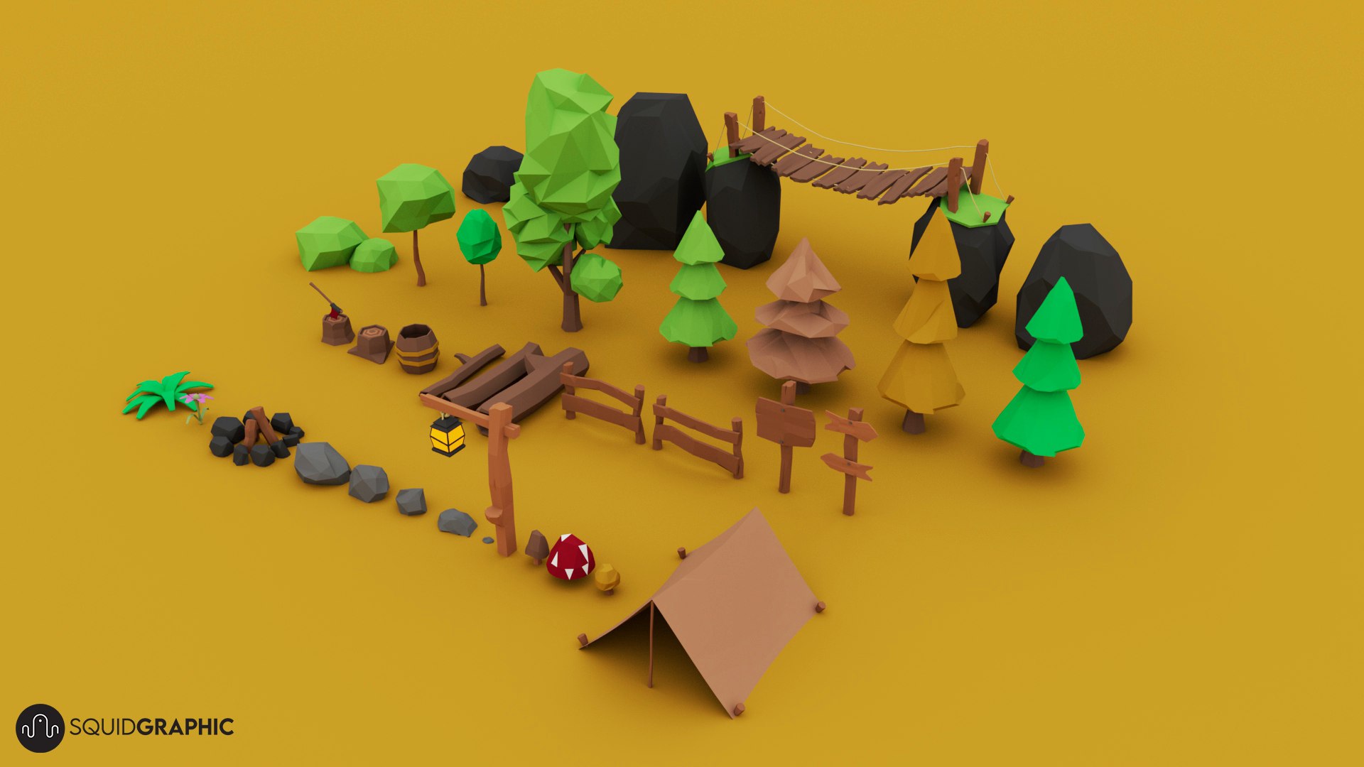 Cartoon forest assets low poly 3D - TurboSquid 2097337