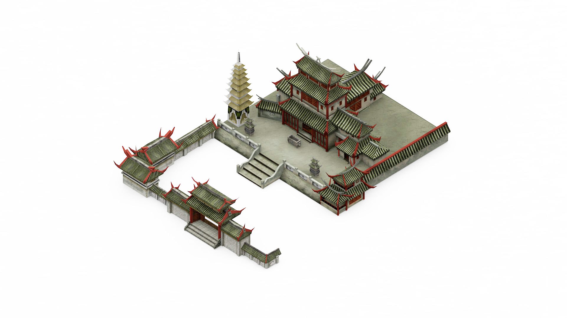 Chinese Temple Complex Lowpoly 3D model - TurboSquid 2033824