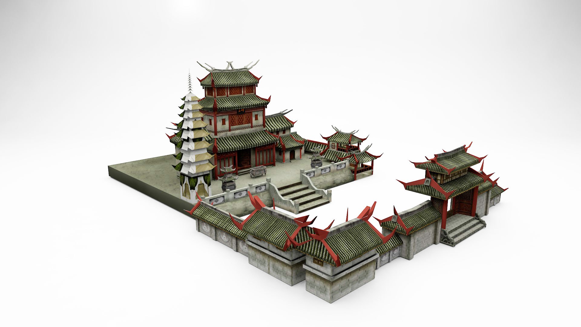Chinese Temple Complex Lowpoly 3D model - TurboSquid 2033824