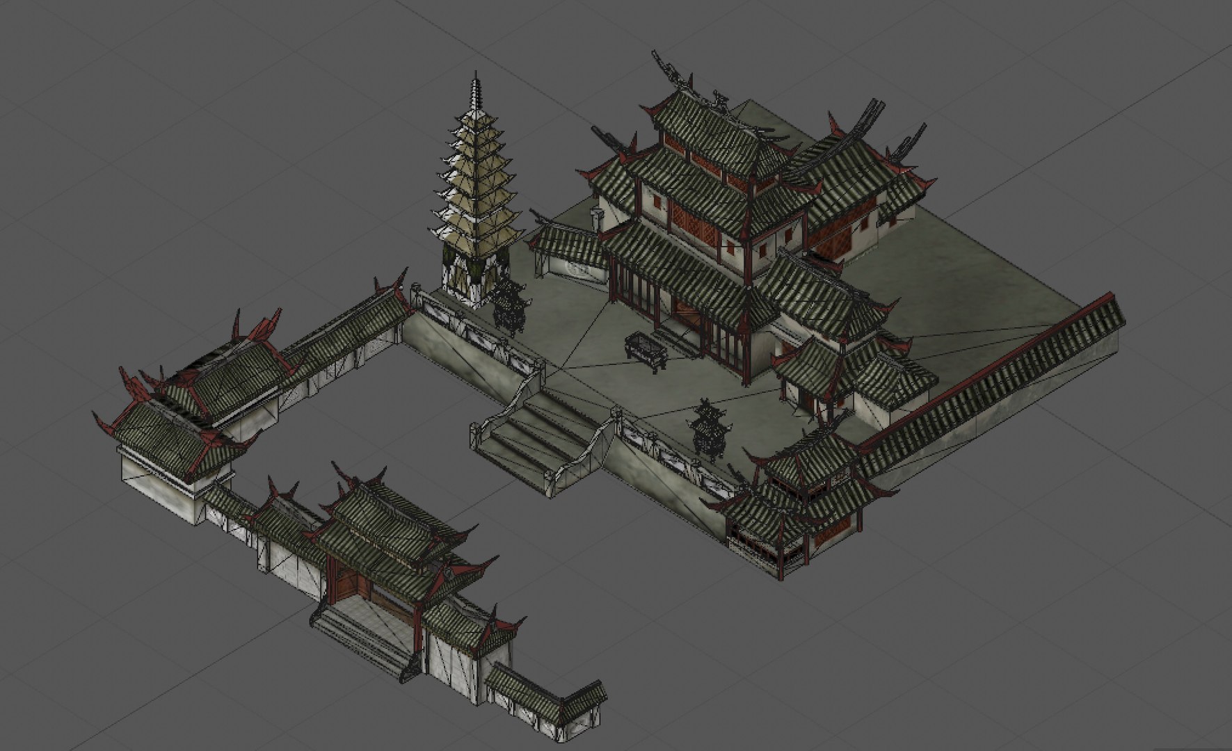 Chinese Temple Complex Lowpoly 3D model - TurboSquid 2033824