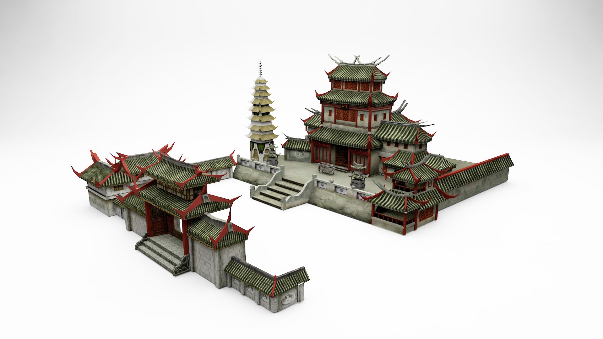 Chinese Temple Complex Lowpoly 3D model - TurboSquid 2033824