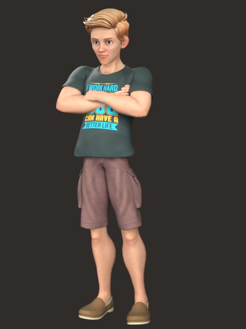 Cartoon Rigged Toon Style Little Boy-Amir Character 3D Model 3D ...
