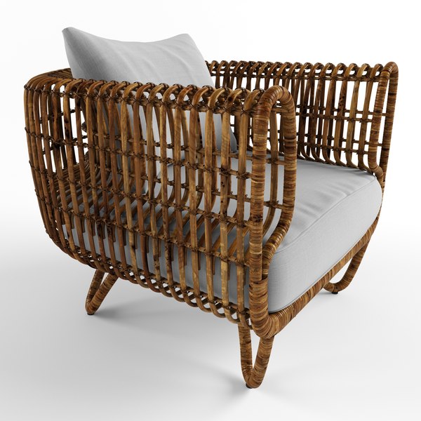 modelo 3d mesa y silla de ratán de bambú para la naturaleza aireada al ...