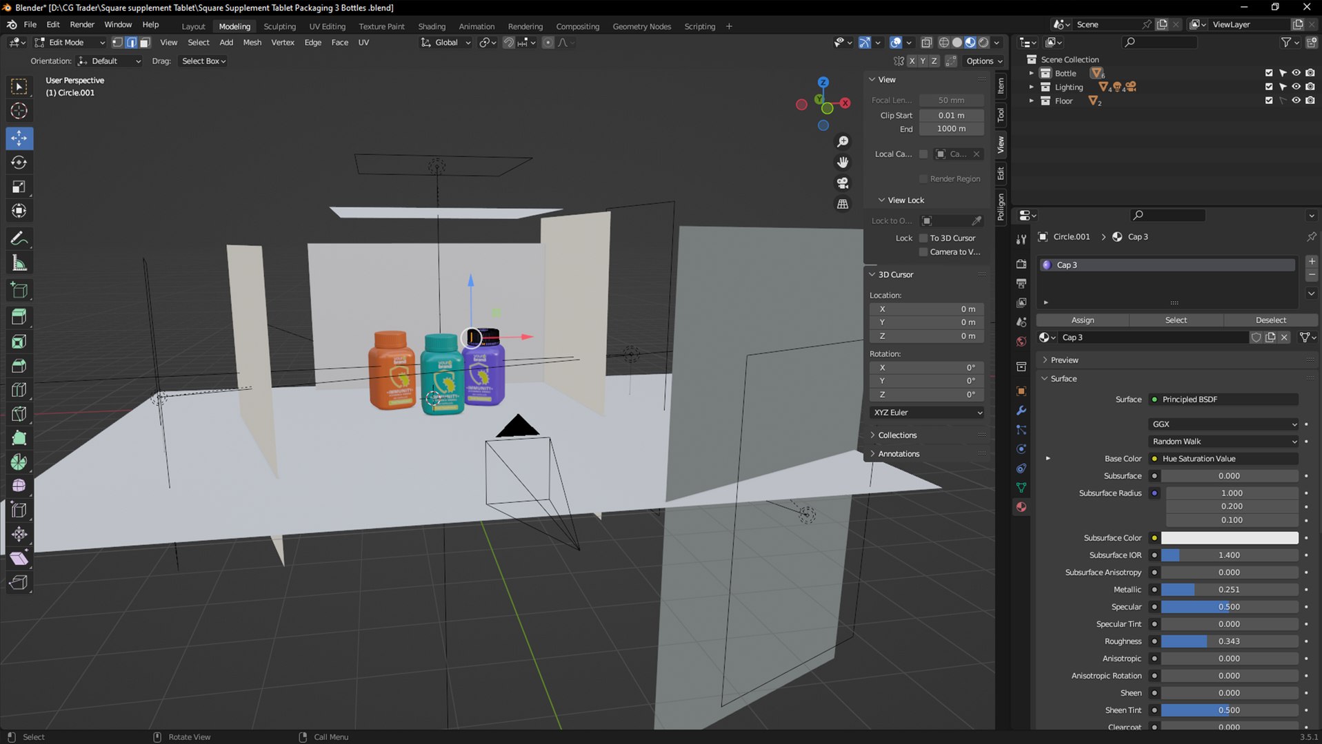 Square Supplement Tablet Packaging 3D Model - TurboSquid 2229184
