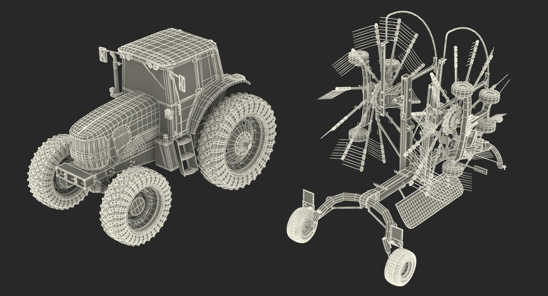 Tractor Twin Rotary Rake 3D Model - TurboSquid 1332845