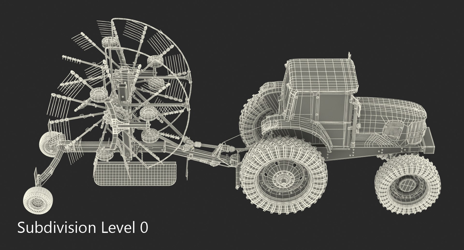 Tractor twin rotary rake 3D model - TurboSquid 1332845