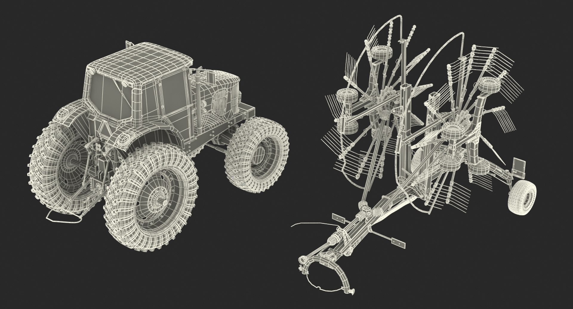 Tractor Twin Rotary Rake 3D Model - TurboSquid 1332845