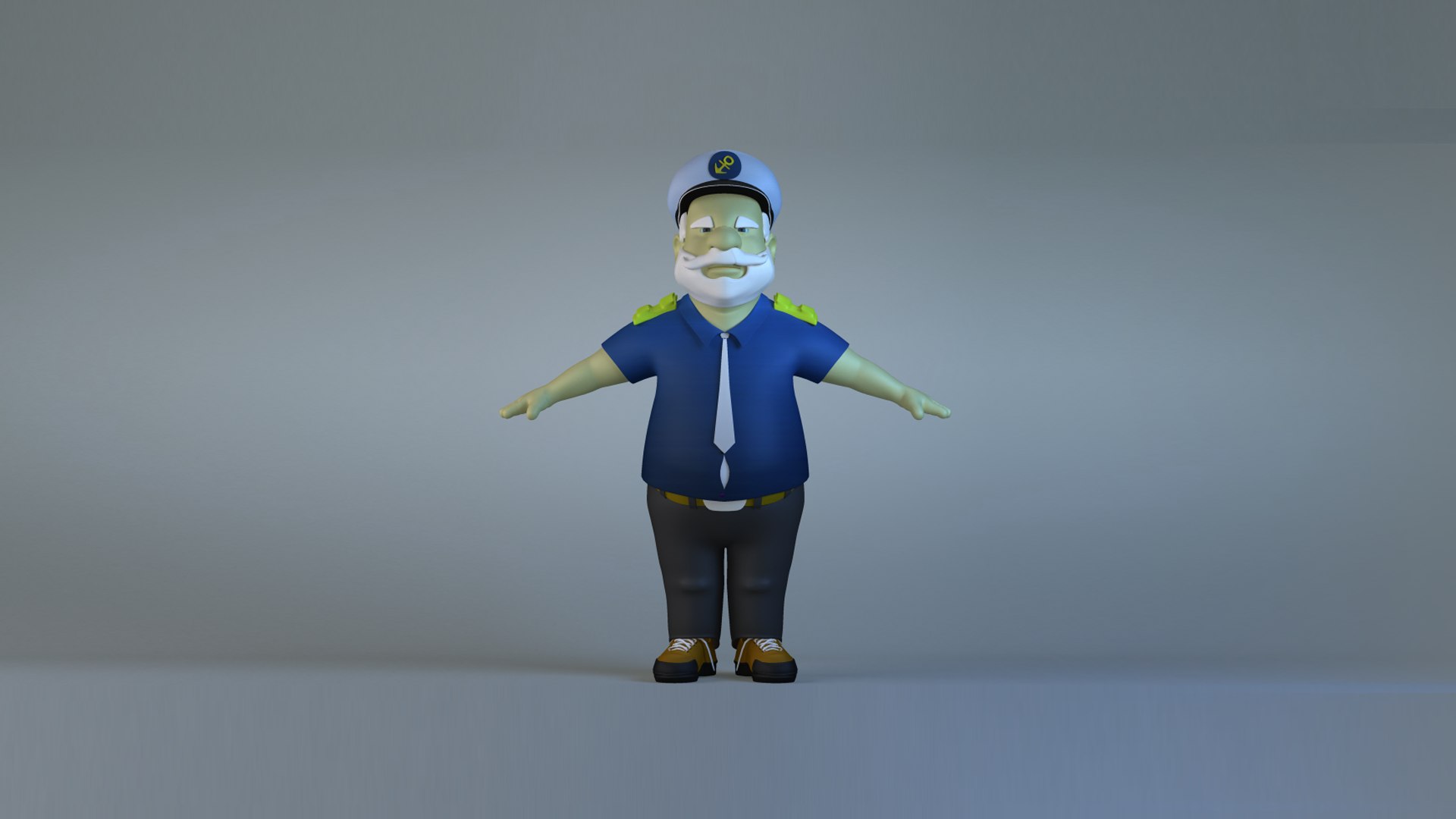 Cartoon Captain Boatman Old Man Helmsman Pirate 3D Model - TurboSquid ...