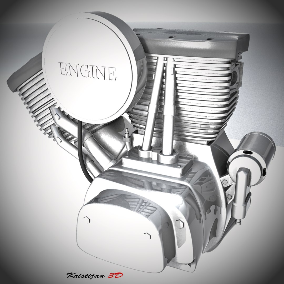 Realistic Bike Engine 3d Model