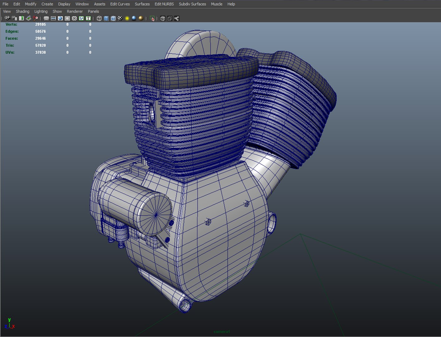 Realistic Bike Engine 3d Model