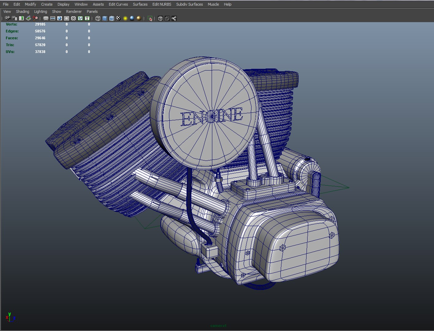 Realistic Bike Engine 3d Model