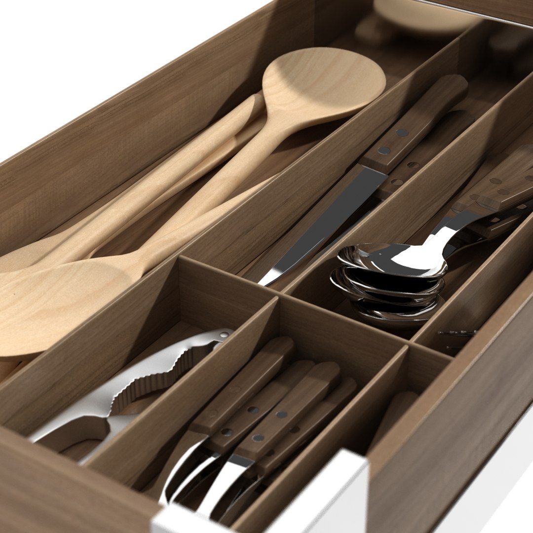3d Model Of Realistic Kitchen Drawer