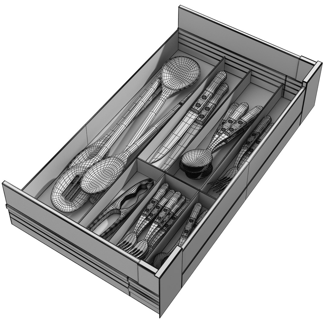 3d Model Of Realistic Kitchen Drawer