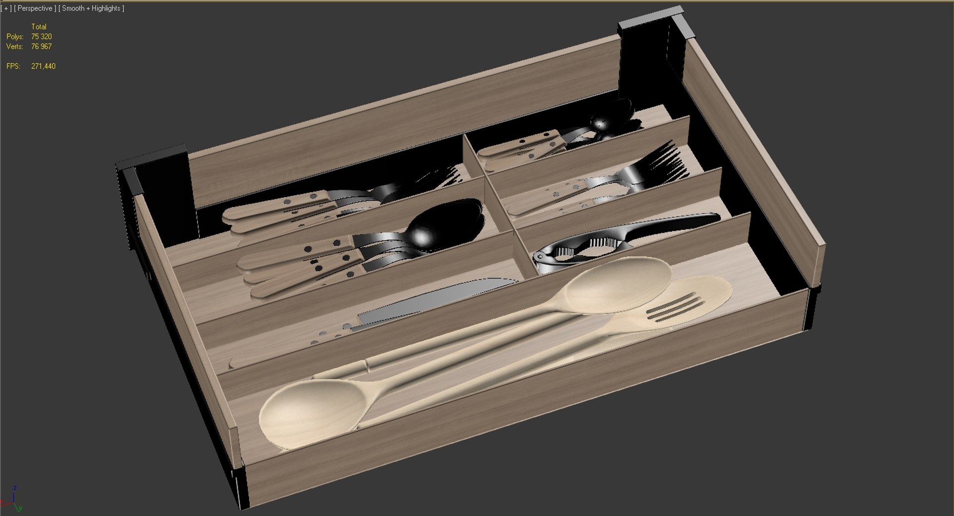 3d Model Of Realistic Kitchen Drawer