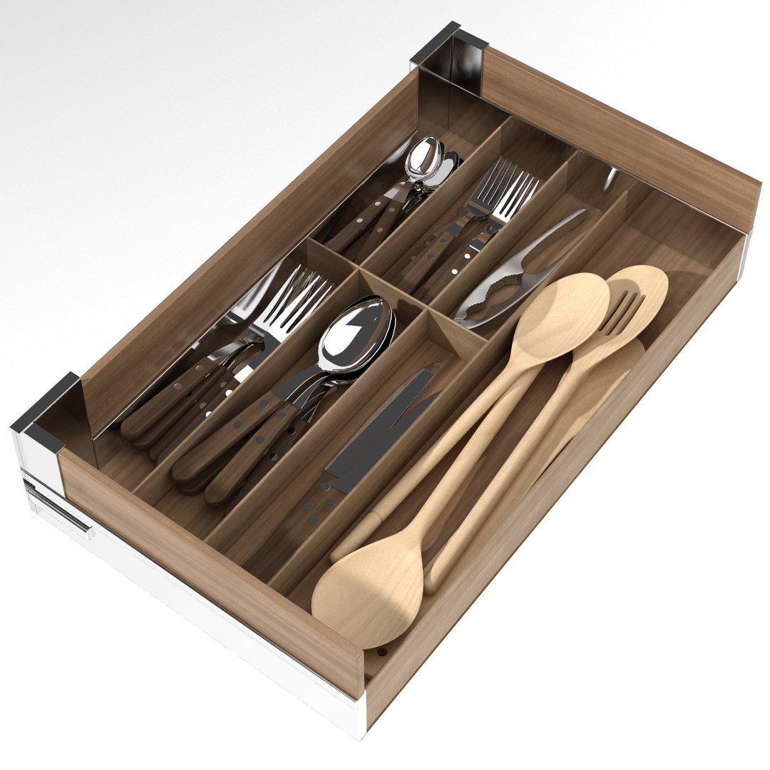 3d Model Of Realistic Kitchen Drawer