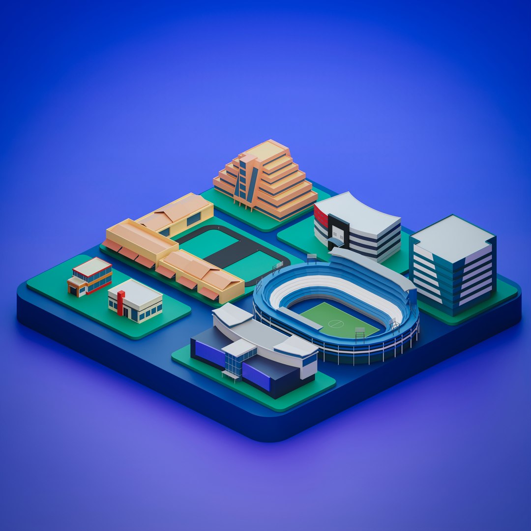 Isometric City Buildings 3D Model - TurboSquid 1712475
