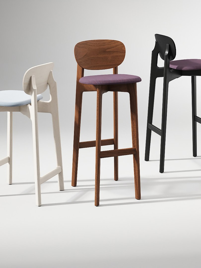 3D Model Zenso Bar Chairs With Upholstered Seat - TurboSquid 2183093