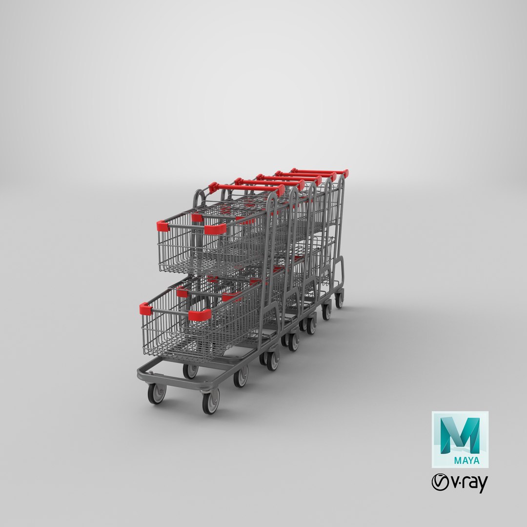 3D metal shopping carts 02 model - TurboSquid 1632348