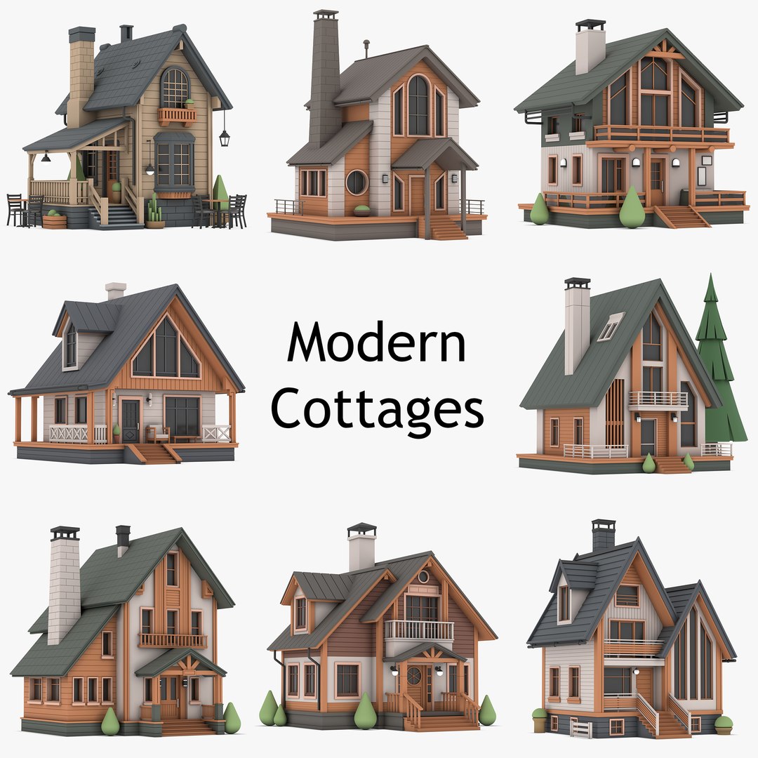 9 Modern Cottages 3D - TurboSquid 2244181