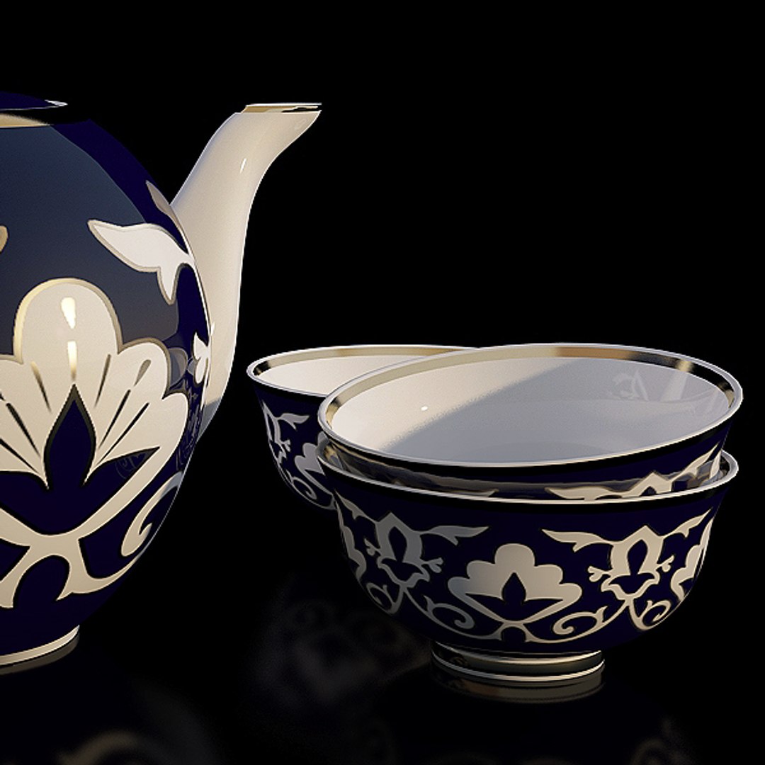 3d Porcelain Uzbek Tea Set Model