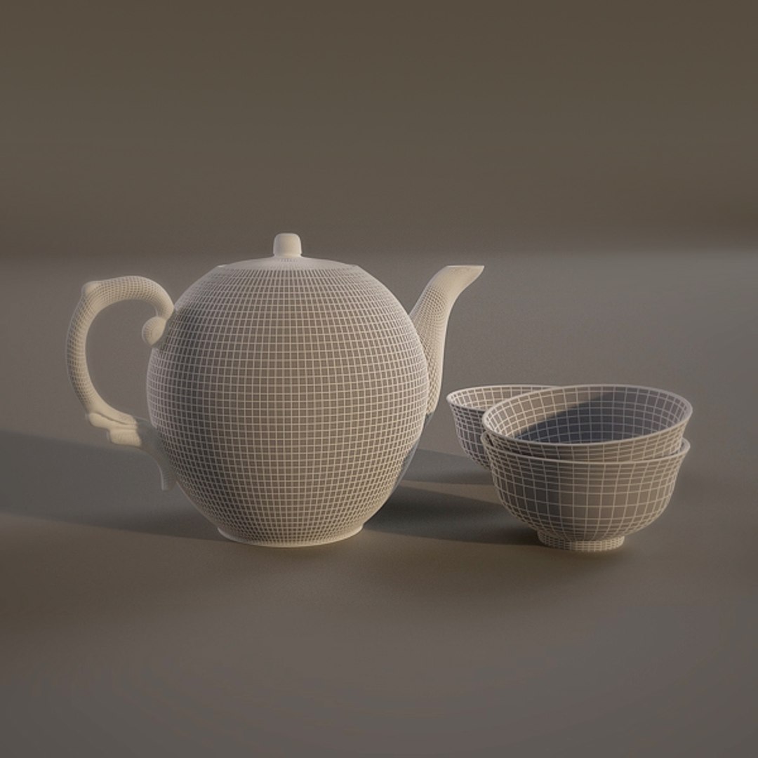 3d Porcelain Uzbek Tea Set Model