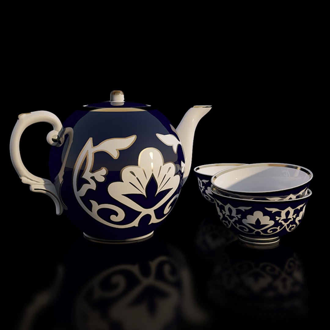 3d Porcelain Uzbek Tea Set Model
