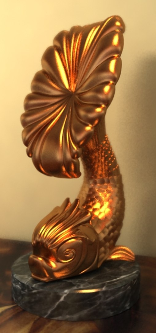 3d Fish Statuette Model