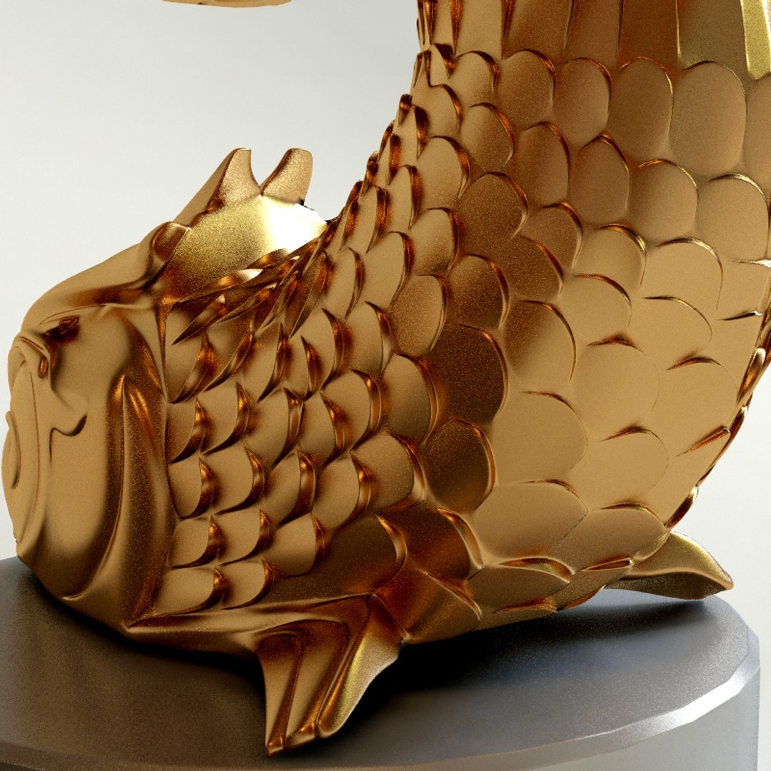 3d Fish Statuette Model