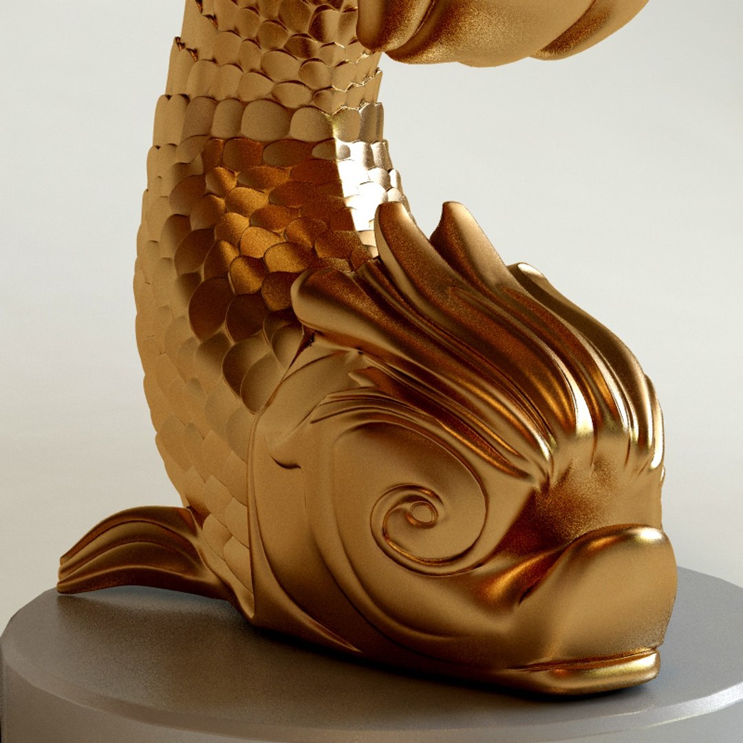 3d Fish Statuette Model