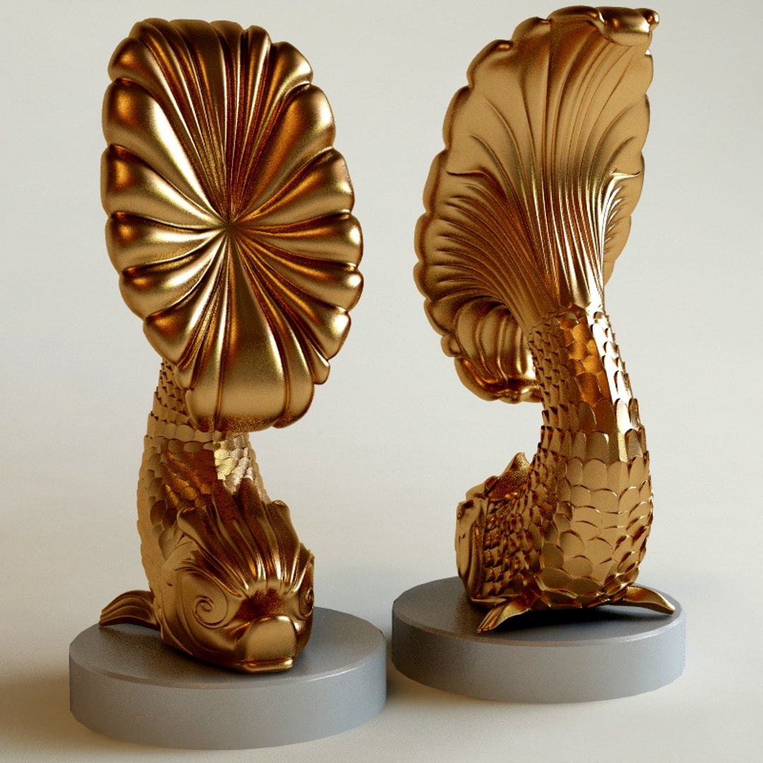 3d Fish Statuette Model