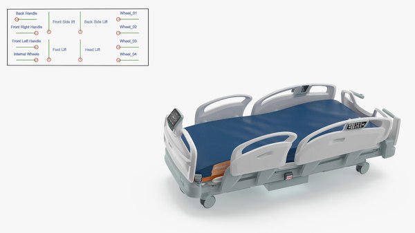 modelo 3d Cama de hospital inteligente Stryker Procuity ZM equipada ...