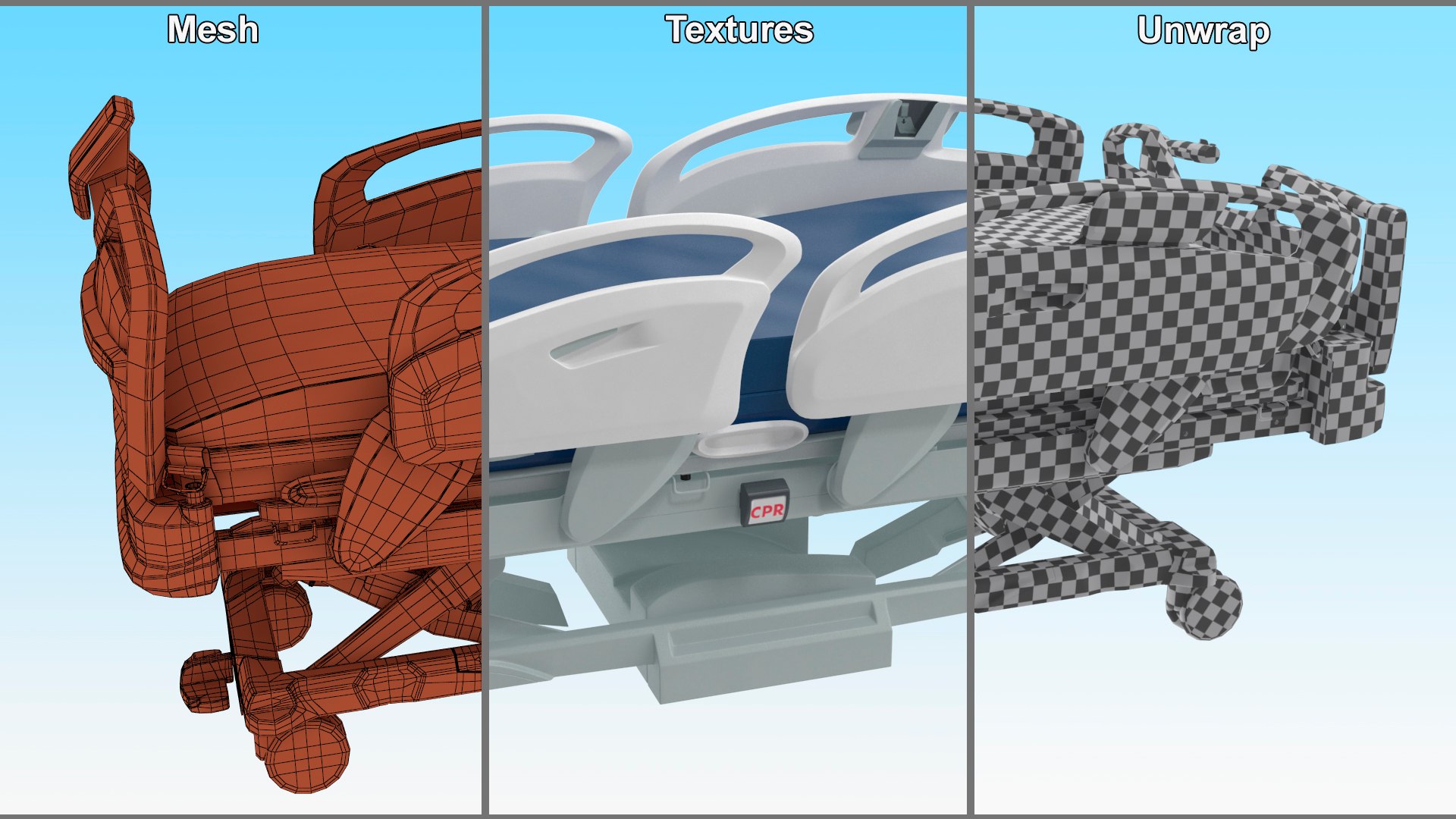 3D Stryker Procuity ZM Smart Hospital Bed Rigged model - TurboSquid 2116291