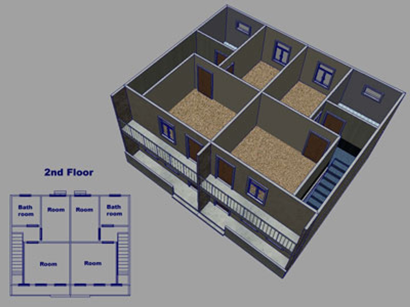 Duplex House Double Story 3d Ma