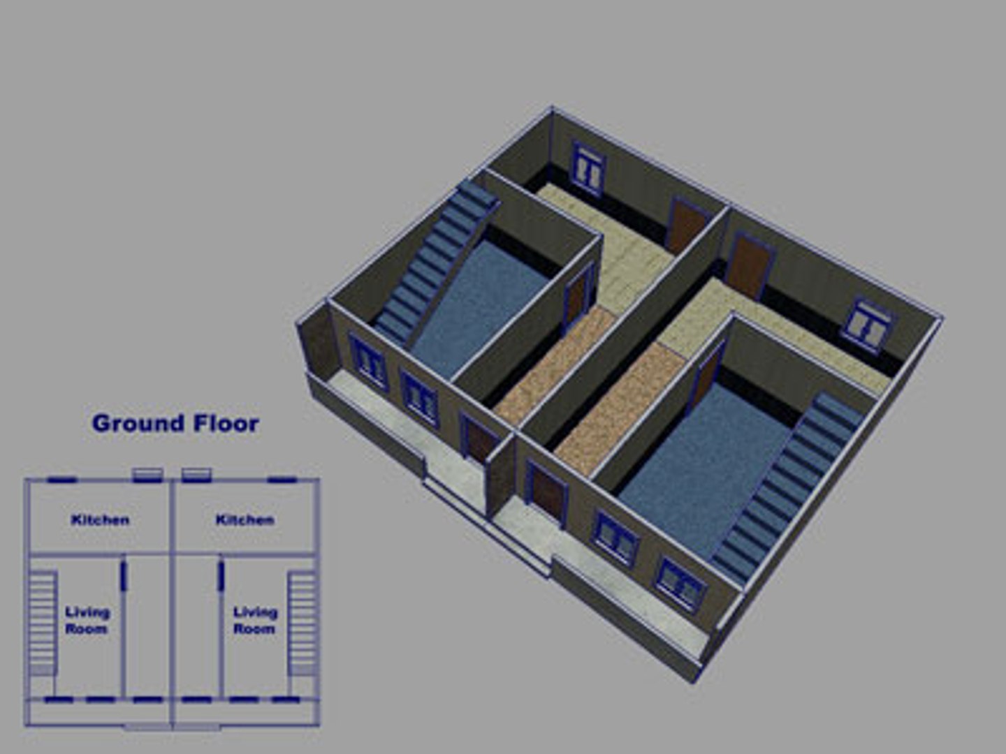 Duplex House Double Story 3d Ma