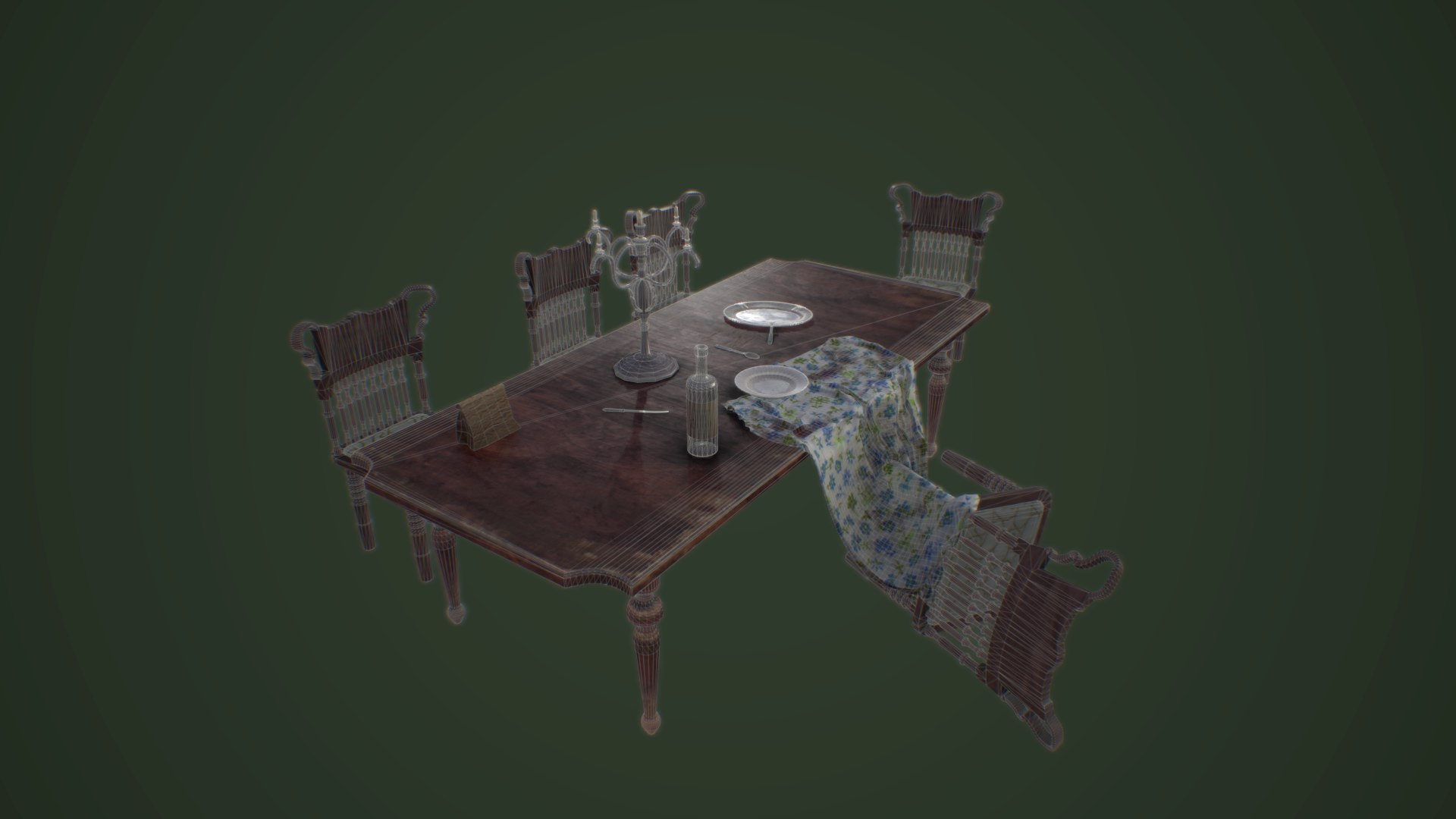 3D Abandoned Asset Dinner Table Model - TurboSquid 1489248