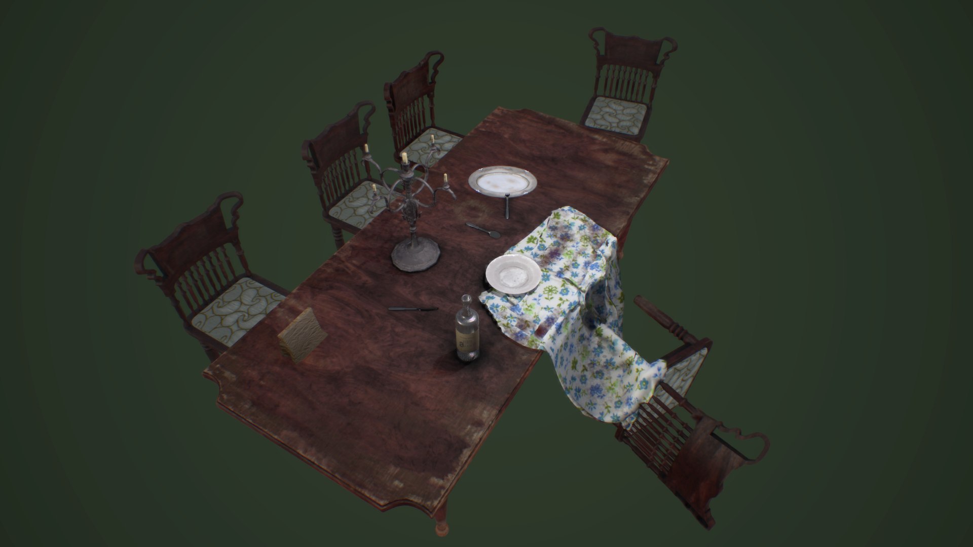 3D Abandoned Asset Dinner Table Model - TurboSquid 1489248