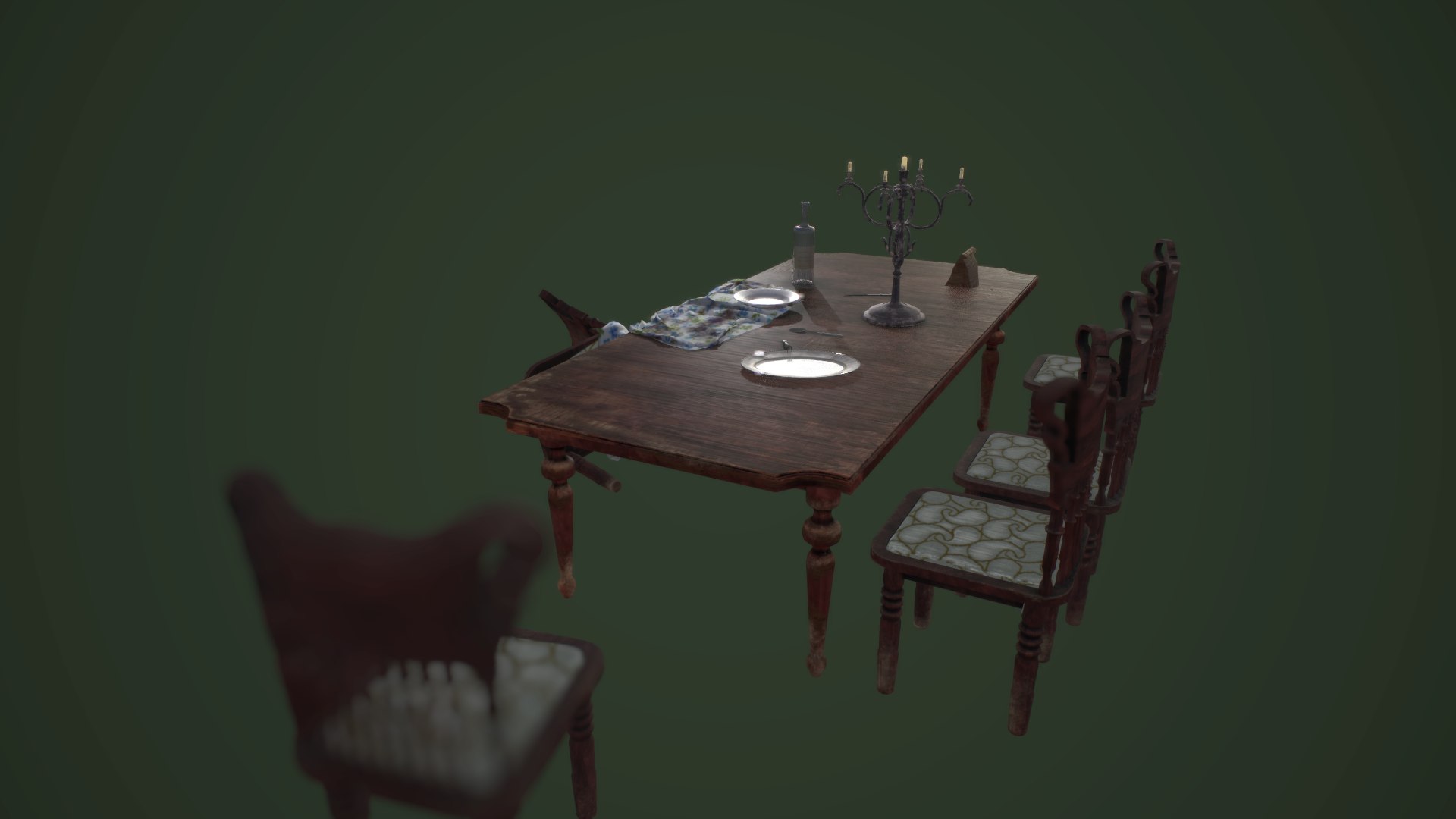 3D Abandoned Asset Dinner Table Model - TurboSquid 1489248
