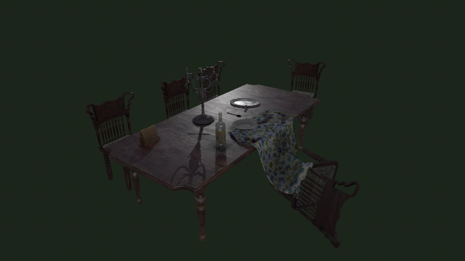 3D Abandoned Asset Dinner Table Model - TurboSquid 1489248