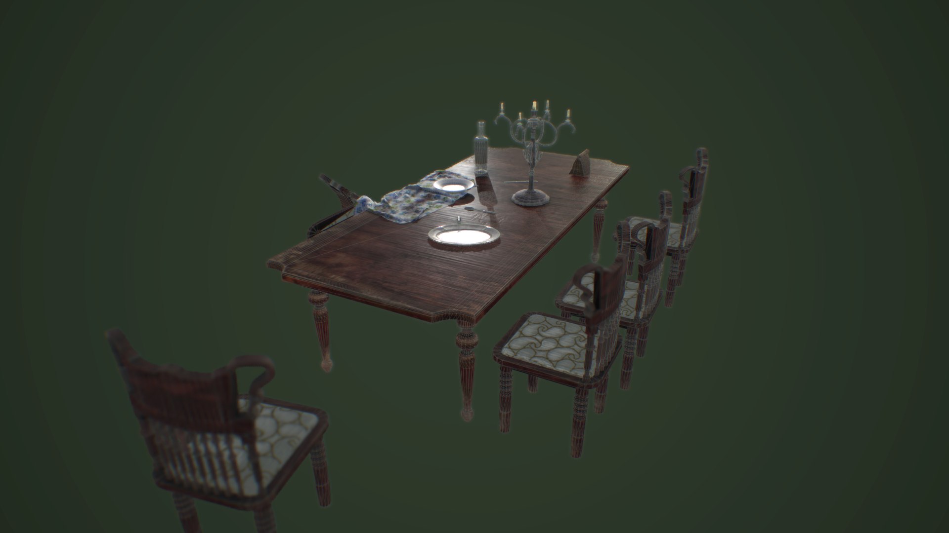 3D Abandoned Asset Dinner Table Model - TurboSquid 1489248