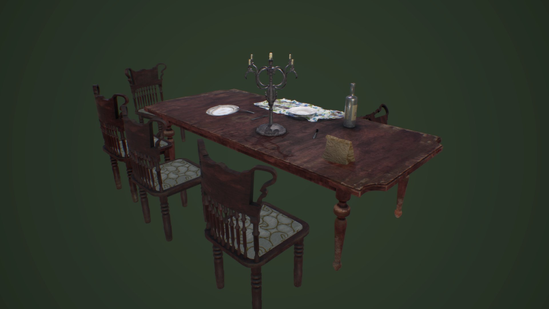 3D Abandoned Asset Dinner Table Model - TurboSquid 1489248