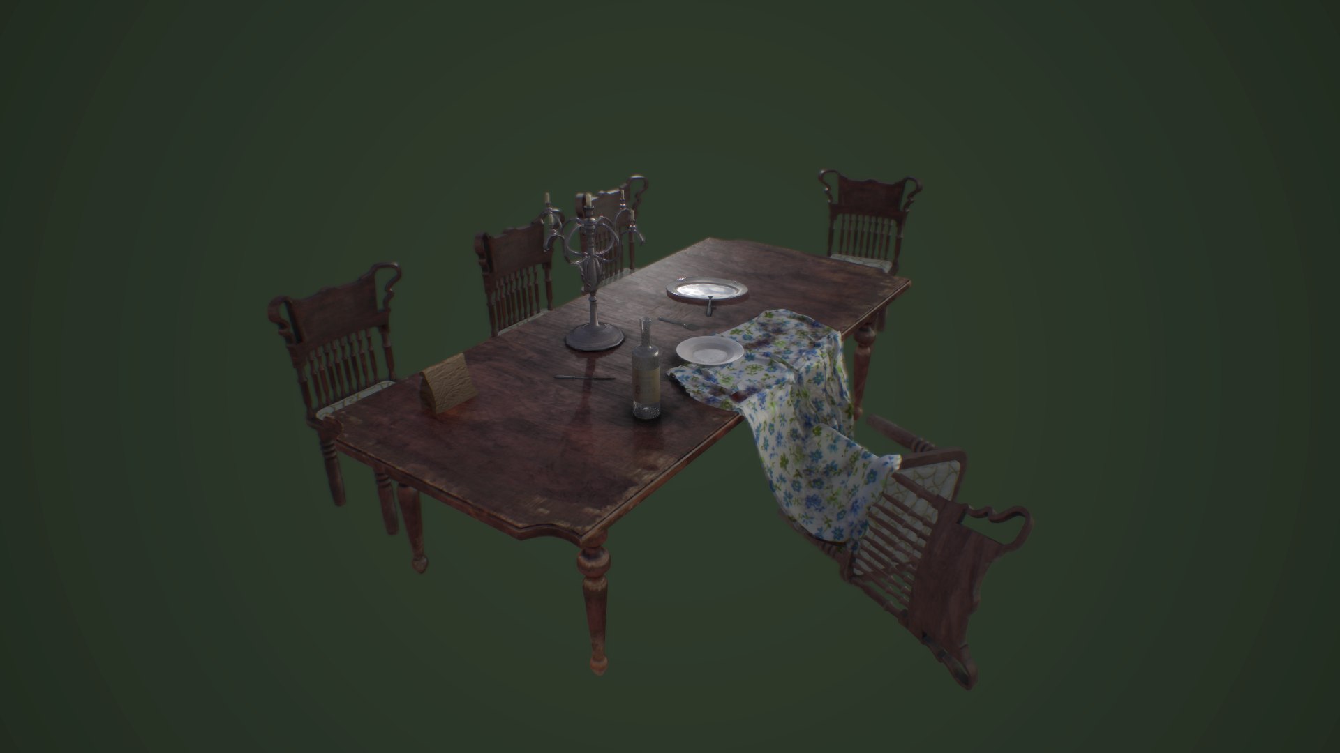 3D Abandoned Asset Dinner Table Model - TurboSquid 1489248