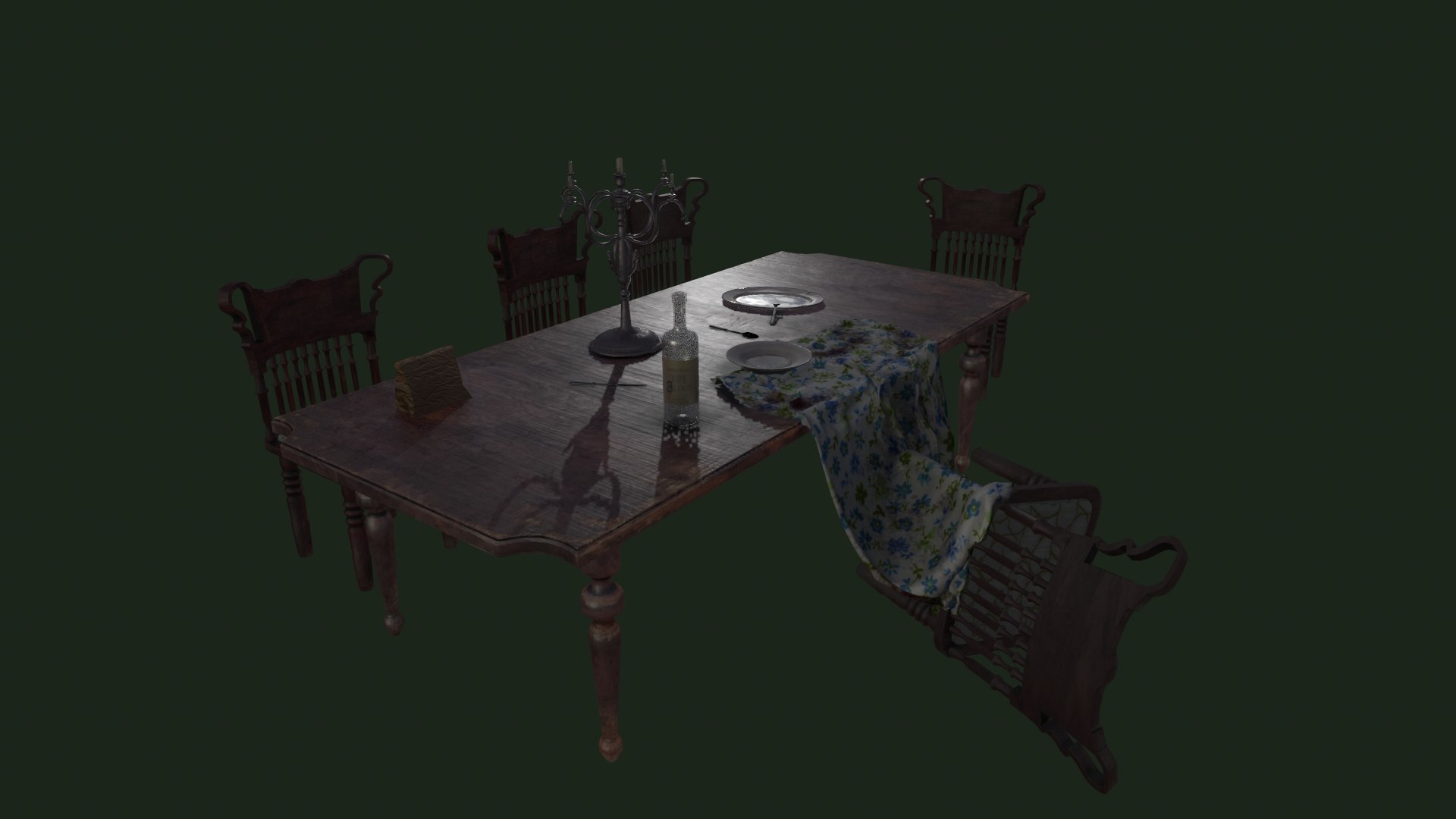 3D Abandoned Asset Dinner Table Model - TurboSquid 1489248