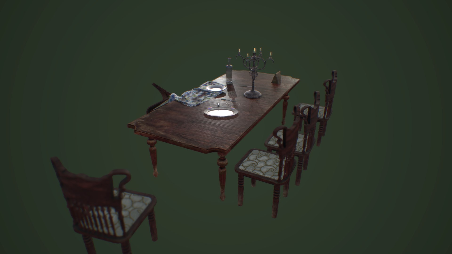 3D Abandoned Asset Dinner Table Model - TurboSquid 1489248