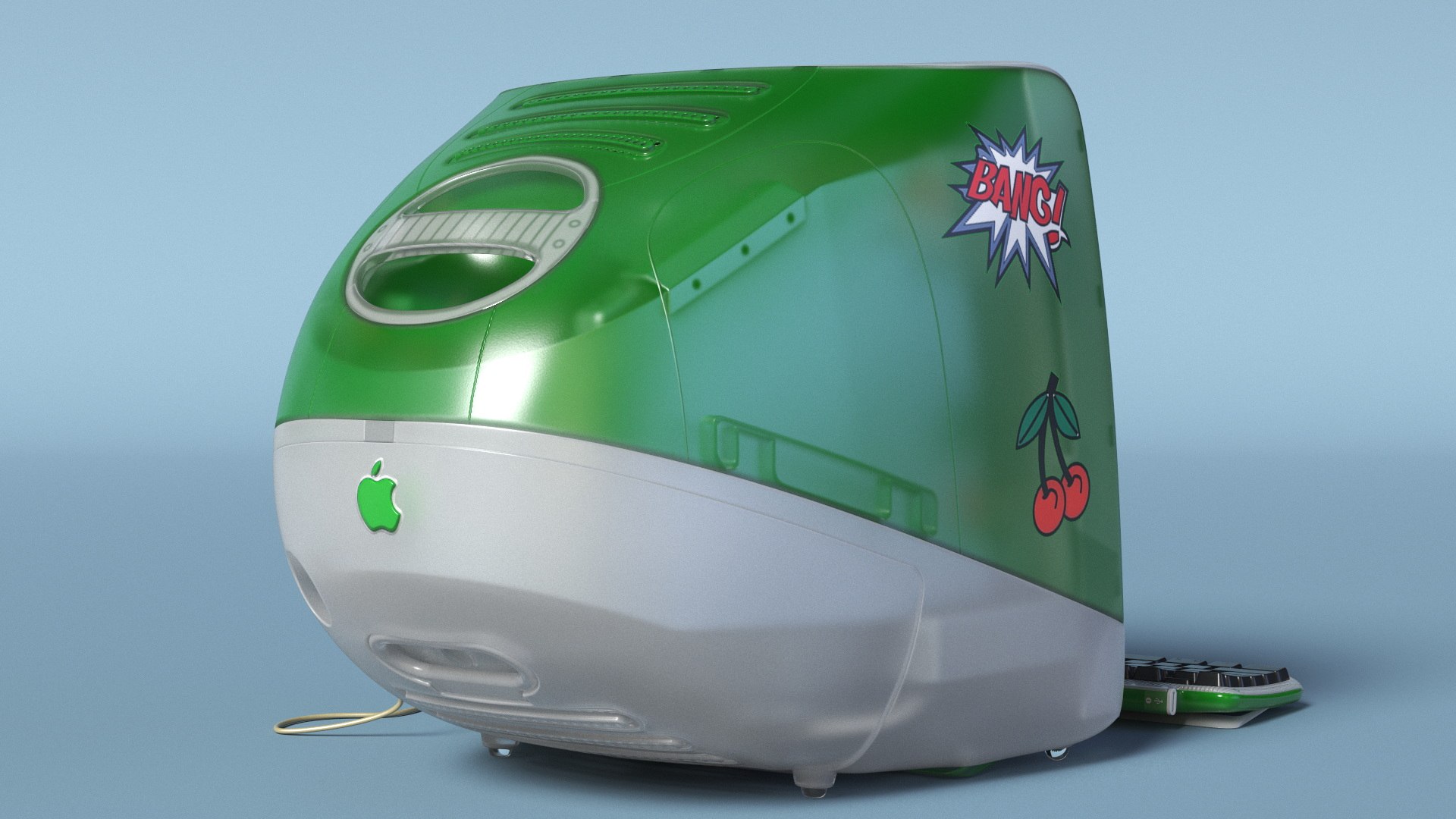 3D Model Apple IMac 1998 Green With Stickers - TurboSquid 2382880