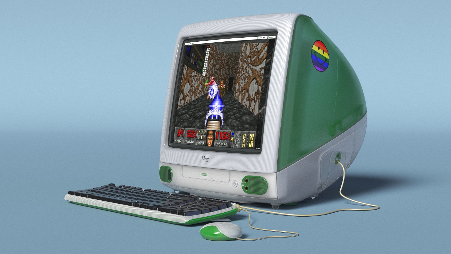 3D Model Apple IMac 1998 Green With Stickers - TurboSquid 2382880